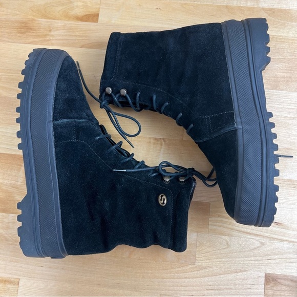 Superga | Shoes | Superga Black Suede Leather Platform Lug Sole Lace Up ...